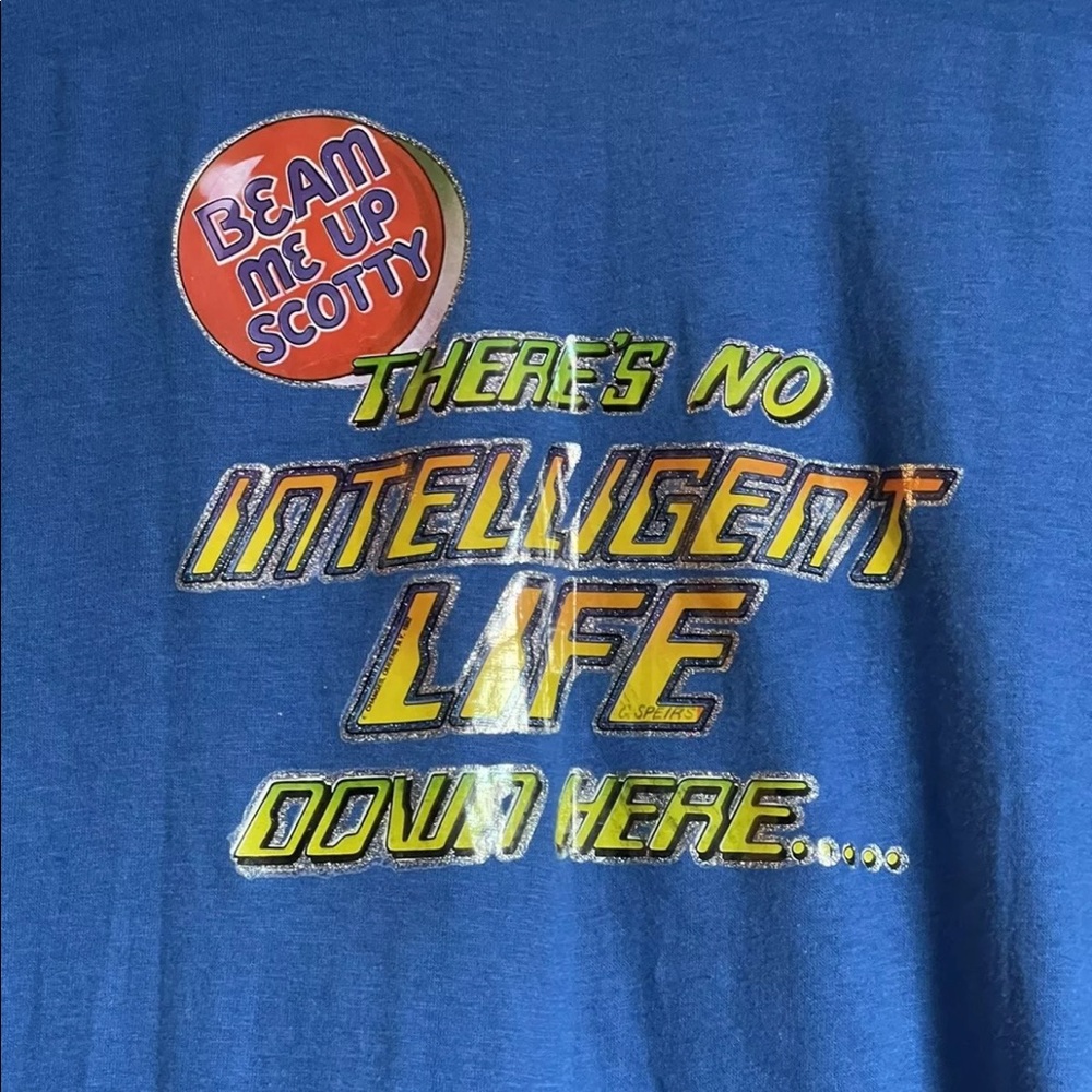 Vintage 70s Rare Beam Me Up Scotty Blue Star Trek - Gem